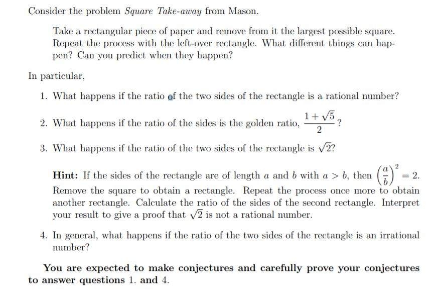 Solved Consider the problem Square Take-away from Mason Take | Chegg.com