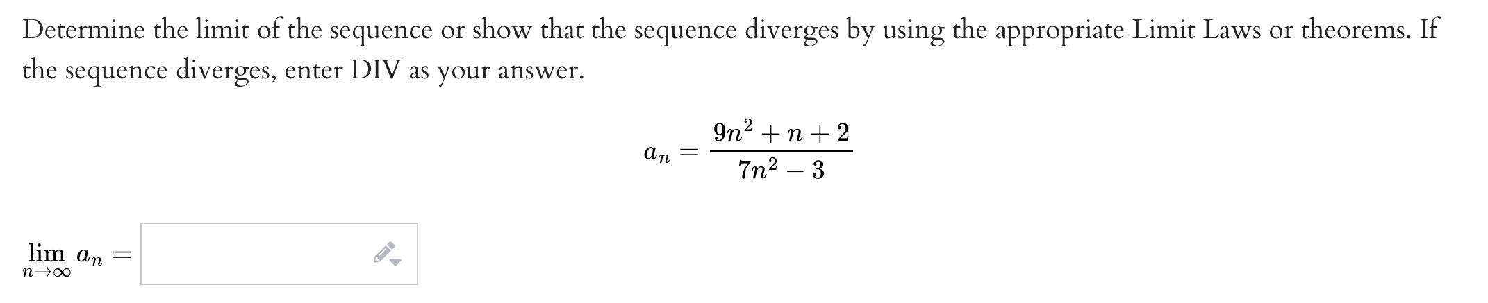 Solved Use Theorem 1 to determine the limit of the sequence | Chegg.com