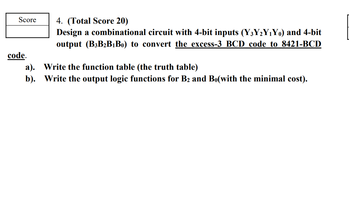 Solved Design a combinational circuit with 4-bit inputs | Chegg.com