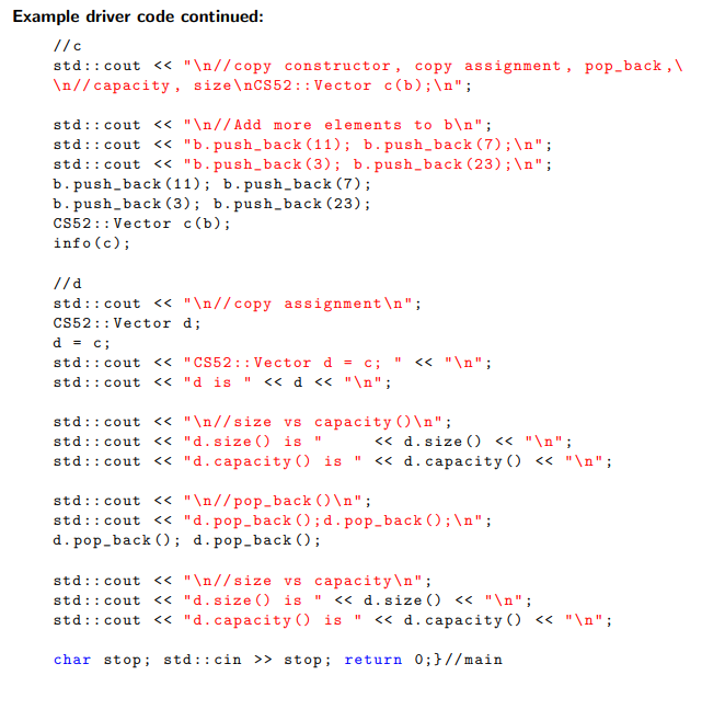 Dynamic Memory Management & OOP: A Minimal C++ Vector | Chegg.com