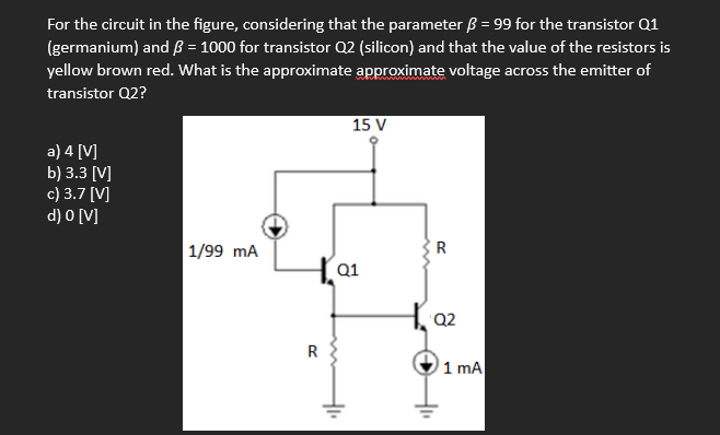 For the circuit in the figure, considering that the | Chegg.com