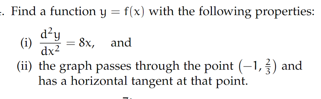 Solved Find a function y=f(x) with the following properties: | Chegg.com
