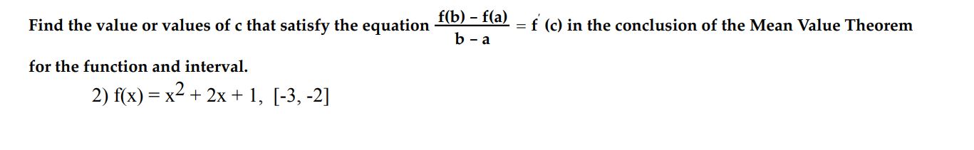 Solved Find the value or values of c that satisfy the | Chegg.com