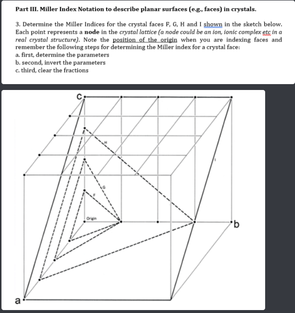 Solved Part III. Miller Index Notation to describe planar | Chegg.com