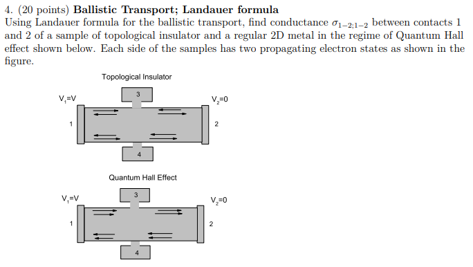 4. (20 points) Ballistic Transport; Landauer formula | Chegg.com