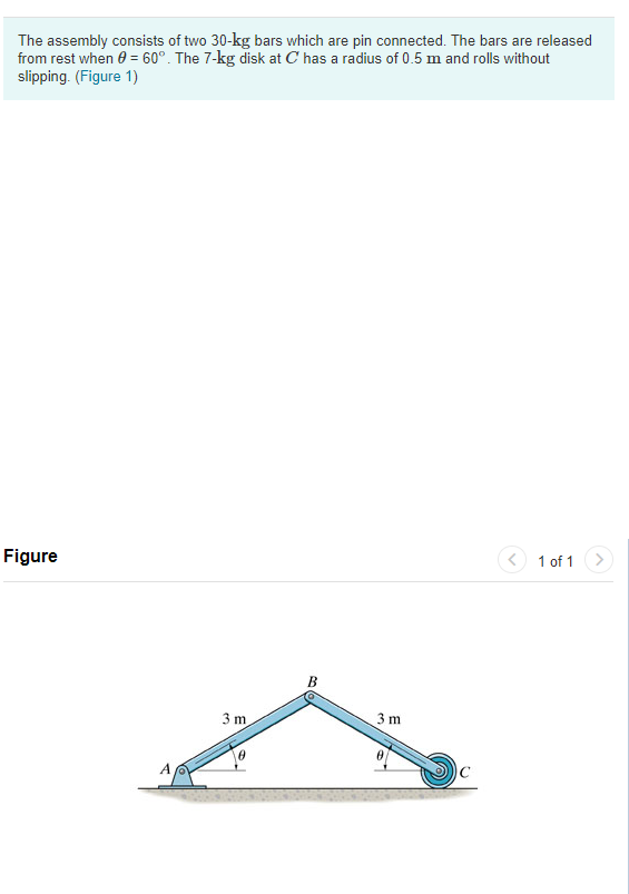 Solved The assembly consists of two 30-kg bars which are pin | Chegg.com