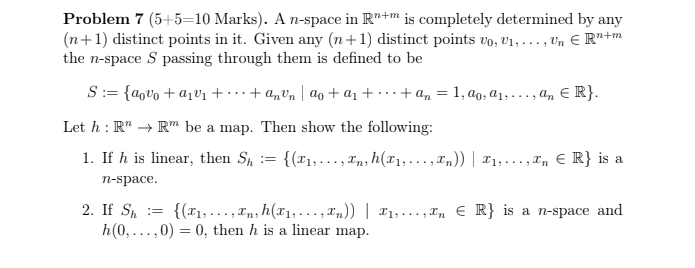 Solved Problem 75510 Marks A N Space In Rnm Is 