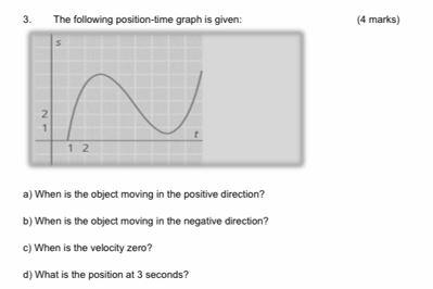 Solved 3. The following position-time graph is given: (4 | Chegg.com
