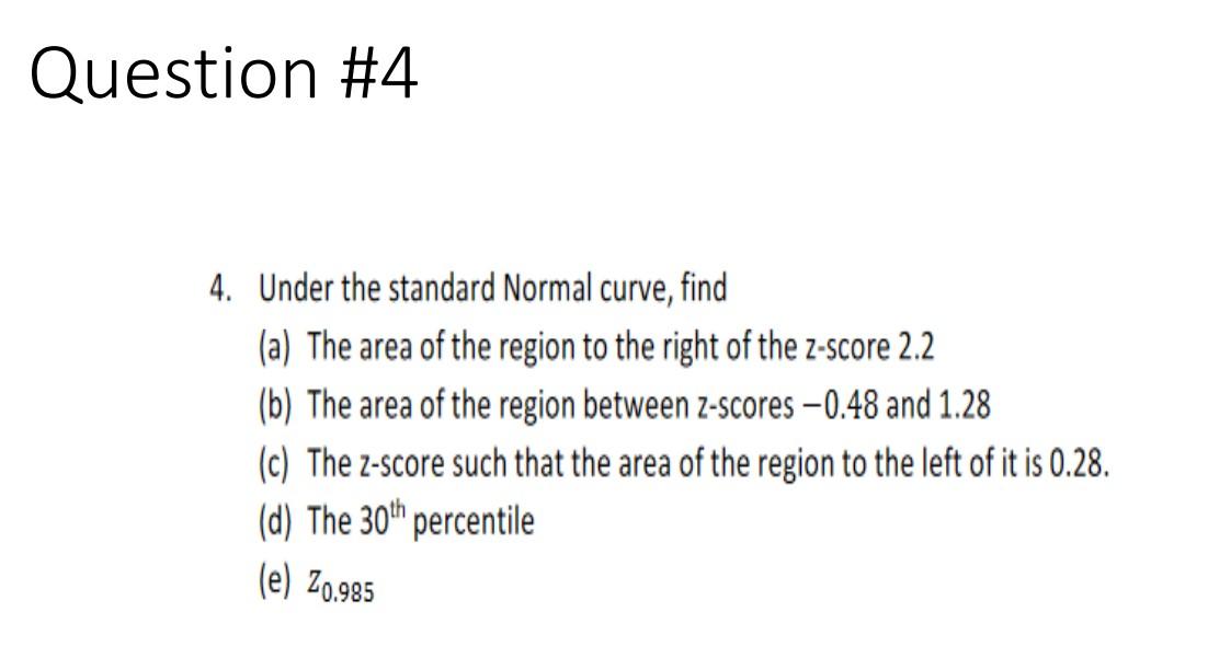 Solved Question \#4 4. Under the standard Normal curve, find | Chegg.com