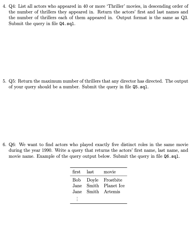 Solved You will need to write SQL queries over the IMDB | Chegg.com