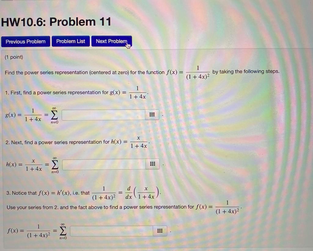 Solved HW10.6: Problem 11 Previous Problem Problem List Next | Chegg.com