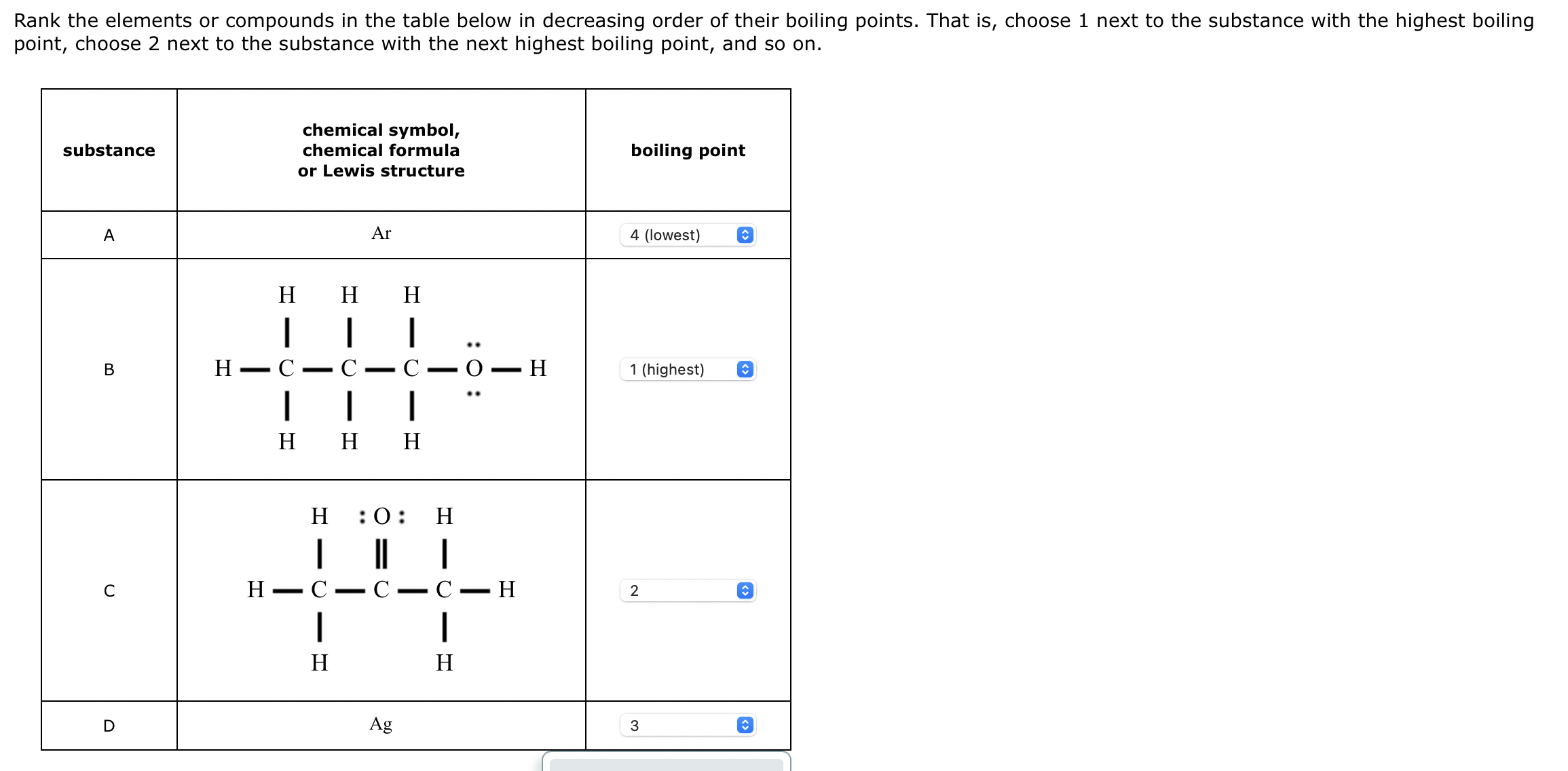 Solved Rank the elements or compounds in the table below in | Chegg.com