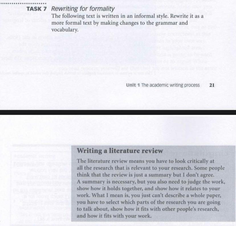 Solved TASK 7 Rewriting for formality The following text is | Chegg.com
