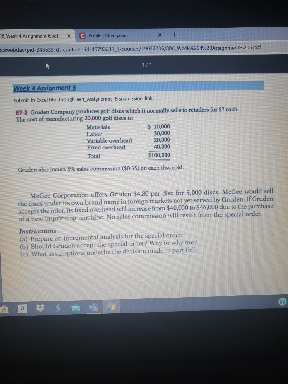 Solved 6_Week 4 Assignment 6.pdf X C Profile | Chegg.com | Chegg.com