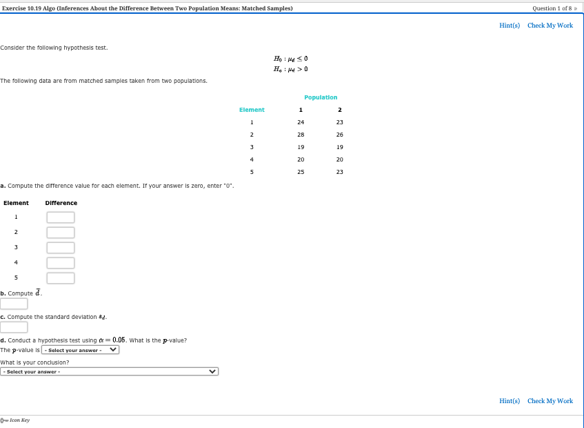 Solved Exercise 10.19 Algo (Inferences About the Difference | Chegg.com