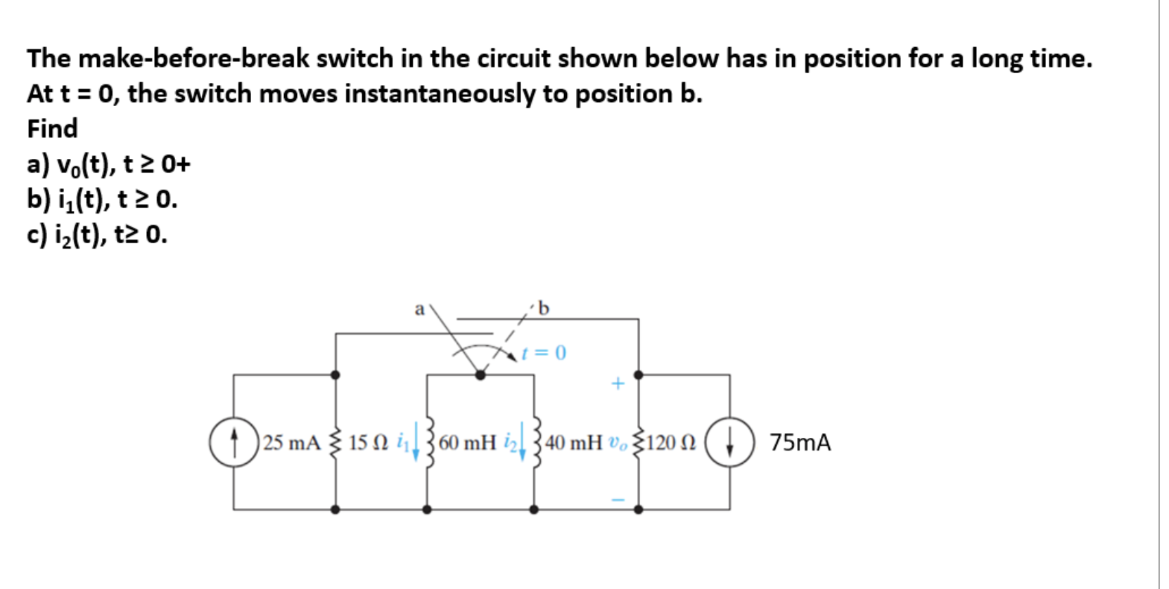 Solved The make-before-break switch in the circuit shown | Chegg.com