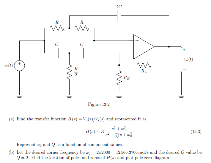 Solved 2C RB Figure 13.2 (a) Find the transfer function | Chegg.com