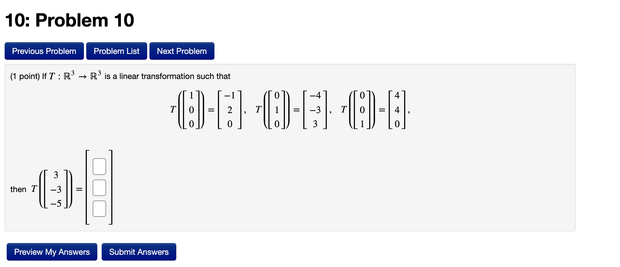 Solved 1 Point If T R3→r3 Is A Linear Transformation Such