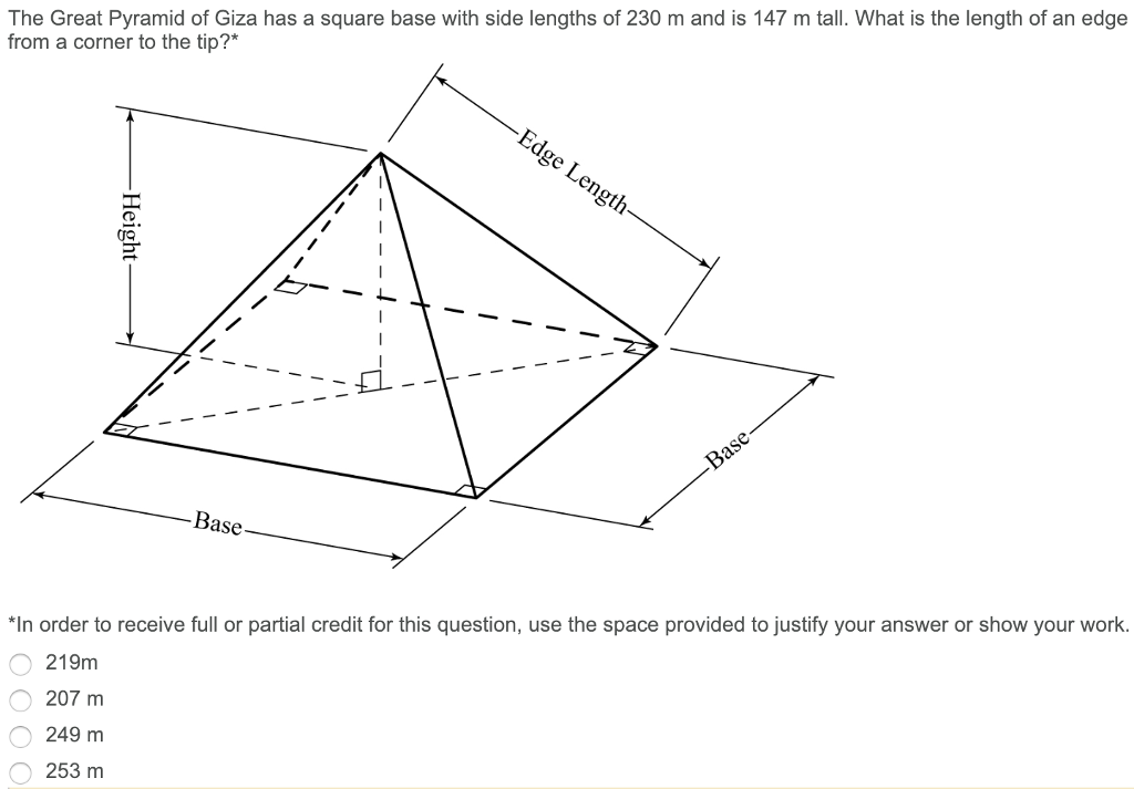 Solved The Great Pyramid of Giza has a square base with side | Chegg.com