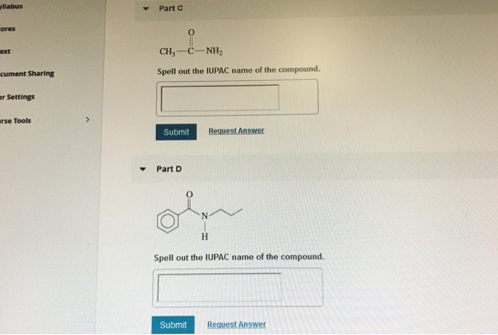 Solved Write the IUPAC name for each of the following amides | Chegg.com