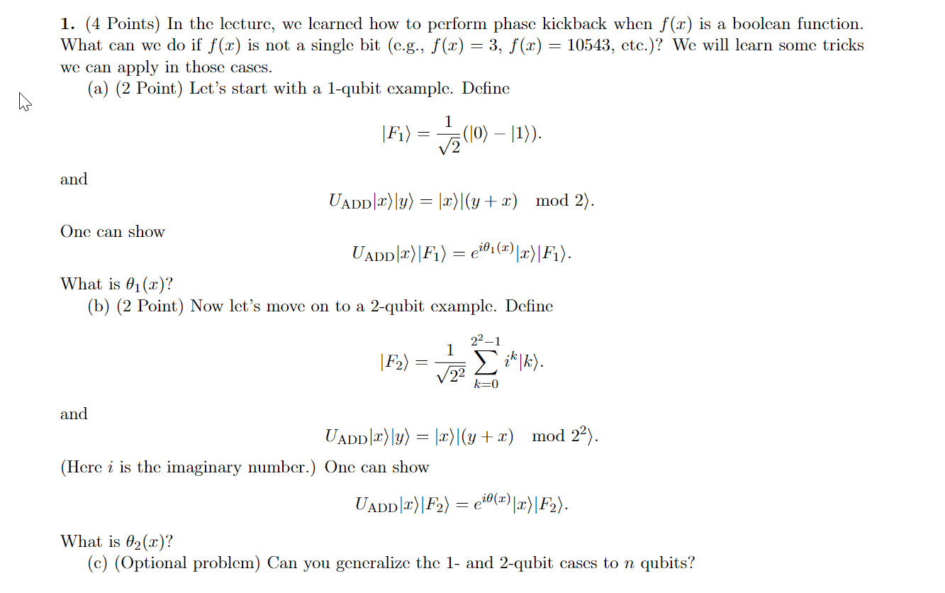1. (4 Points) In the lecture, we learned how to | Chegg.com