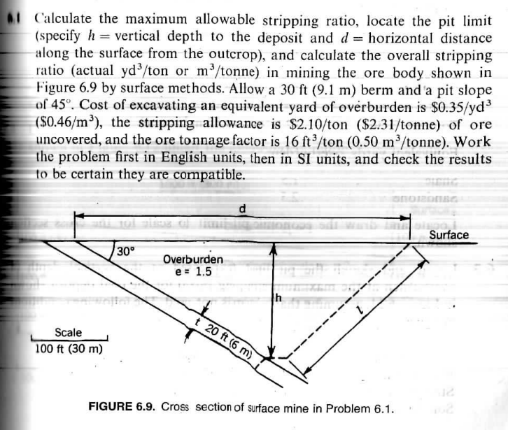 Solved NI Calculate the maximum allowable stripping ratio, | Chegg.com