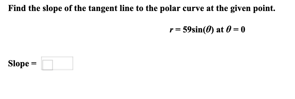 Solved Find the slope of the tangent line to the polar curve | Chegg.com