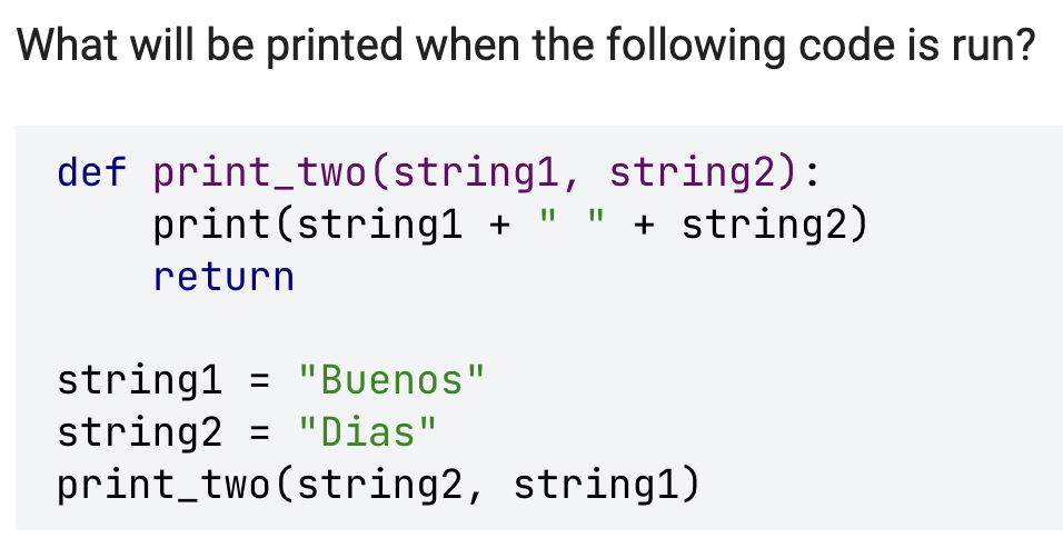 Solved What will be printed when the following code is run? | Chegg.com