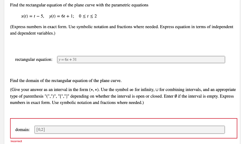 Solved Find the rectangular equation of the plane curve with | Chegg.com
