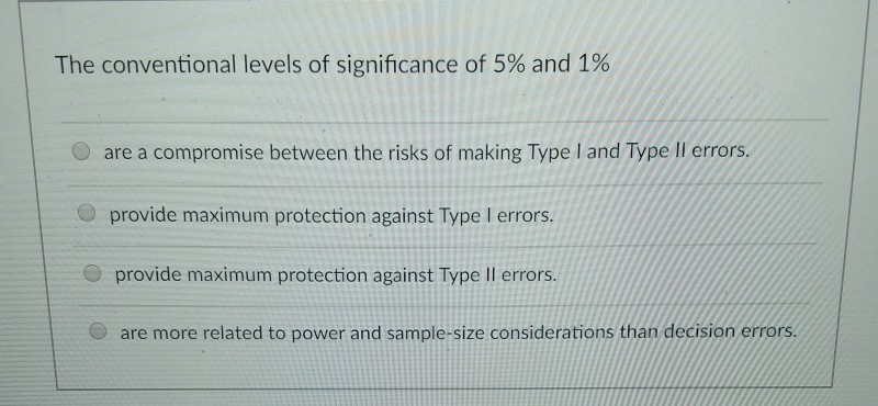 Solved The conventional levels of significance of 5% and 1% | Chegg.com