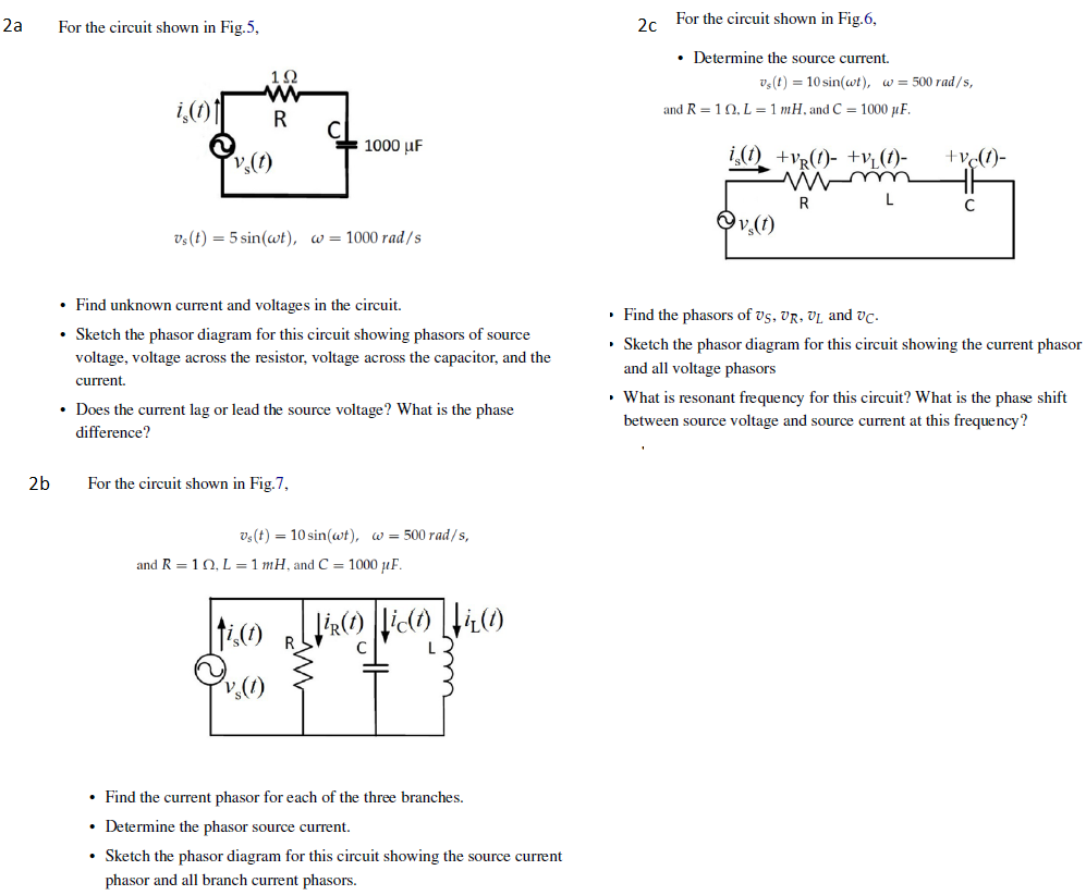 Solved 2a For the circuit shown in Fig.5, For the circuit | Chegg.com