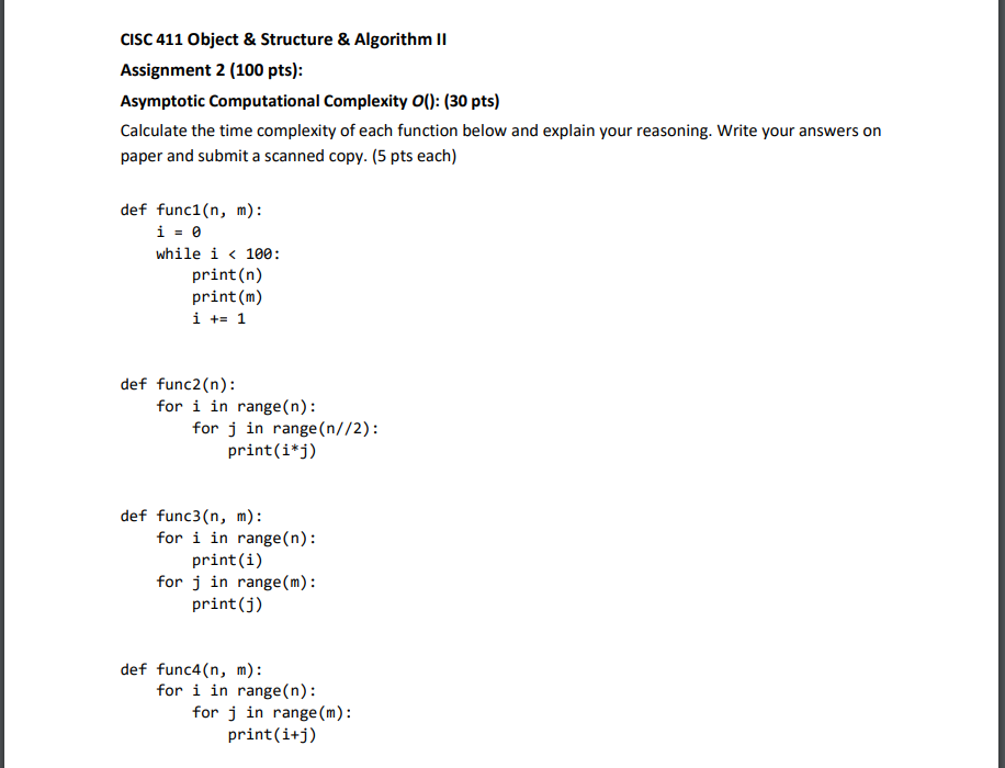 Solved CISC 411 Object \& Structure \& Algorithm II | Chegg.com
