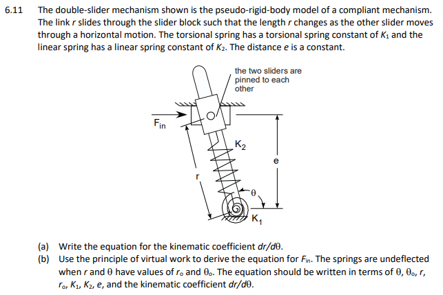 Solved 6.11 The double-slider mechanism shown is the | Chegg.com
