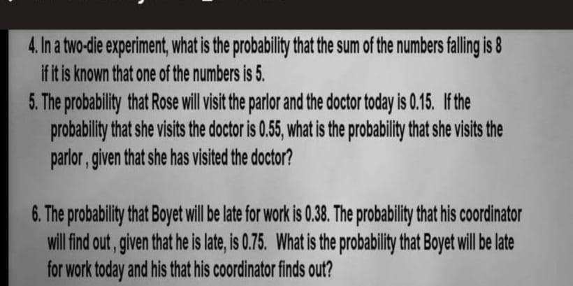 Solved 4. In a two-die experiment, what is the probability | Chegg.com