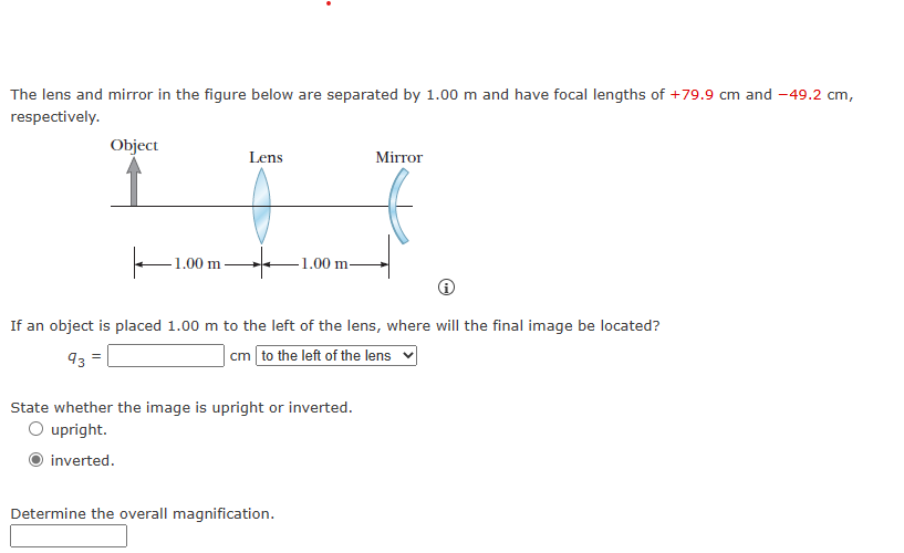 Solved The lens and mirror in the figure below are separated | Chegg.com
