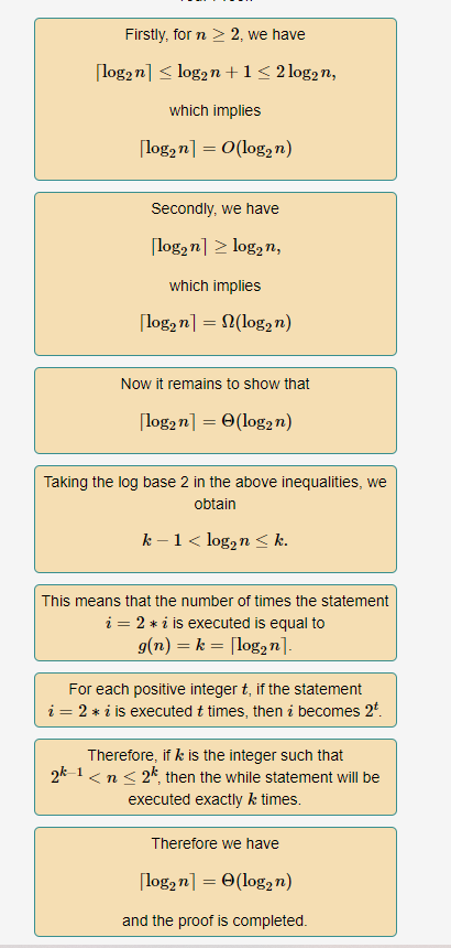 Solved Firstly, for n≥2, we have ⌈log2n⌉≤log2n+1≤2log2n, | Chegg.com