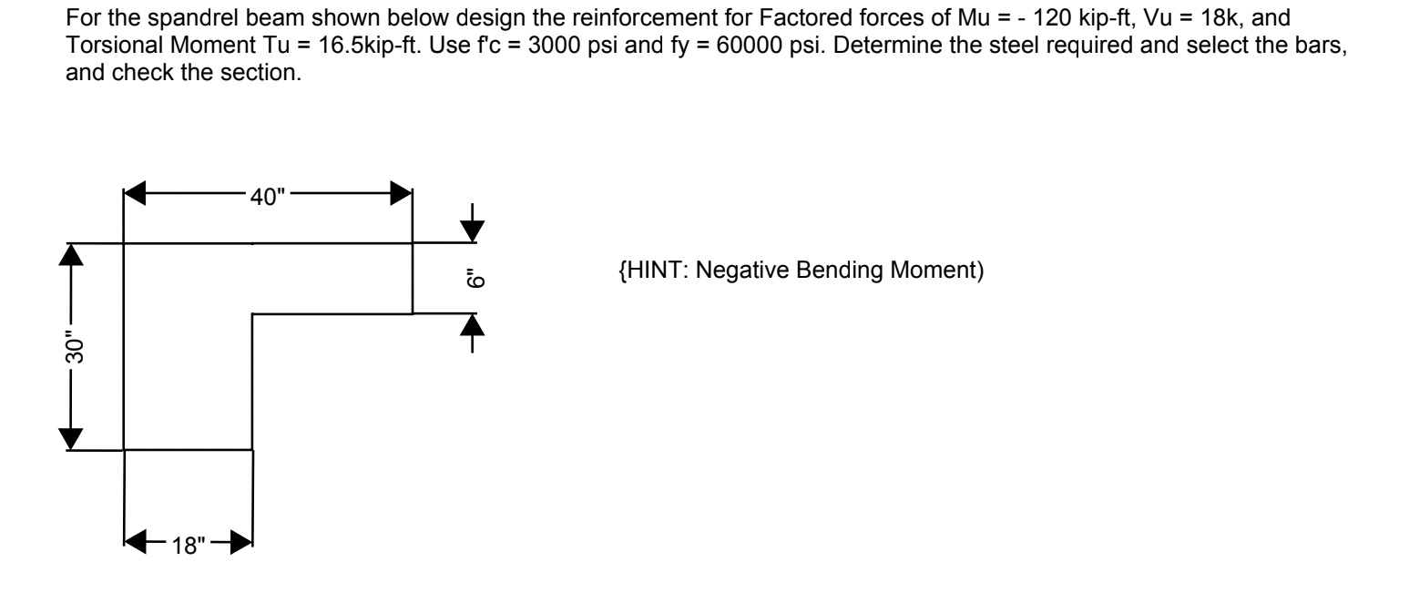 Solved For the spandrel beam shown below design the | Chegg.com