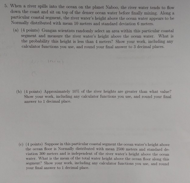Solved 5. When a river spills into the ocean on the planet | Chegg.com