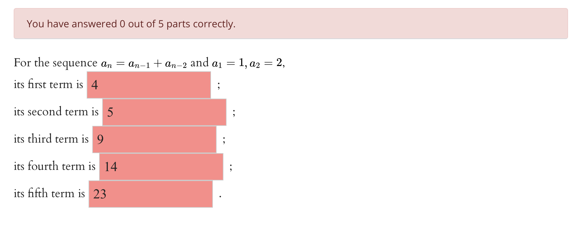 Solved You have answered 0 out of 5 parts correctly. For the | Chegg.com