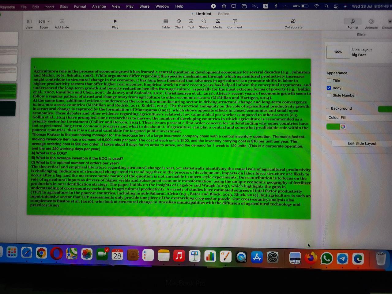 Solved Keynote File Edit Insert Slide Format Arrange View | Chegg.com