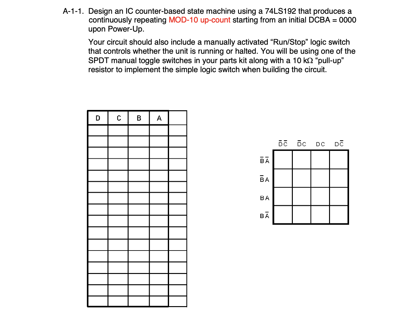 A-1-1. ﻿Design an IC counter-based state machine | Chegg.com