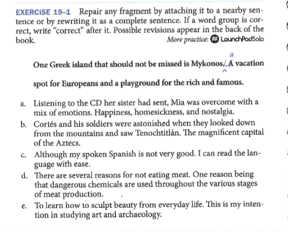 EXERCISE 19-1 Repair any fragment by attaching it to | Chegg.com