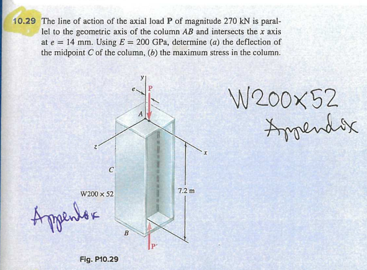 Solved 29 The line of action of the axial load P of | Chegg.com