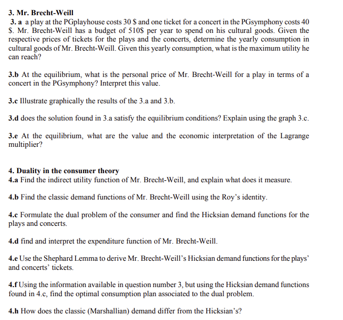Solved 1. The consumer problem and the properties of the | Chegg.com