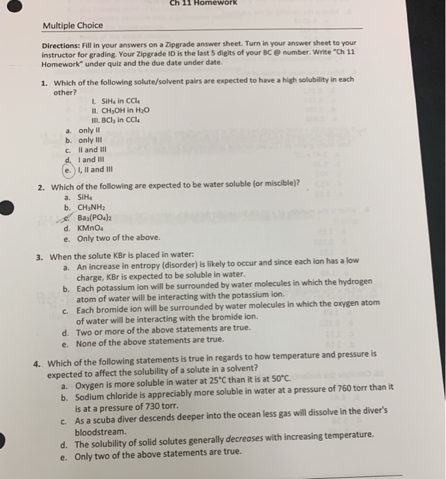Solved Ch 11 Homework Multiple Choice Directions: Fill in | Chegg.com