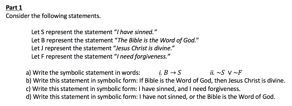 Solved Part 1 Consider the following statements. Let S | Chegg.com