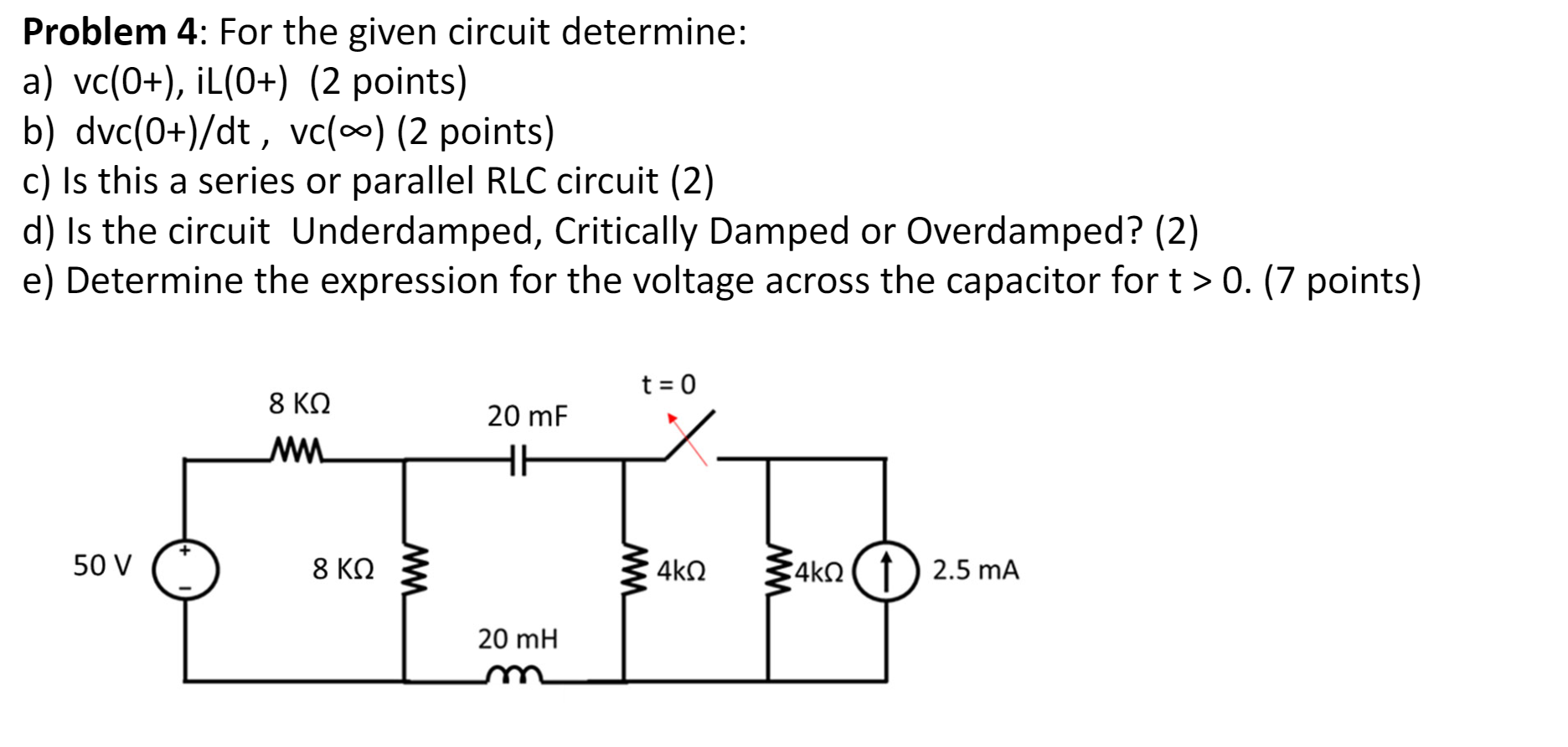 Solved Problem 4: For the given circuit determine: a) | Chegg.com