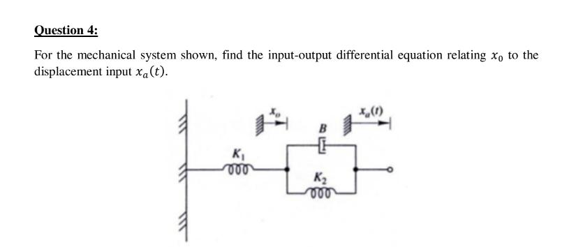 Solved For the mechanical system shown, find the | Chegg.com