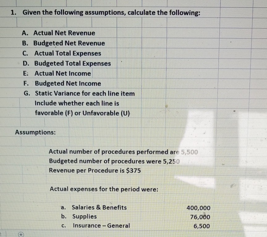 Solved 1. Given the following assumptions, calculate the | Chegg.com