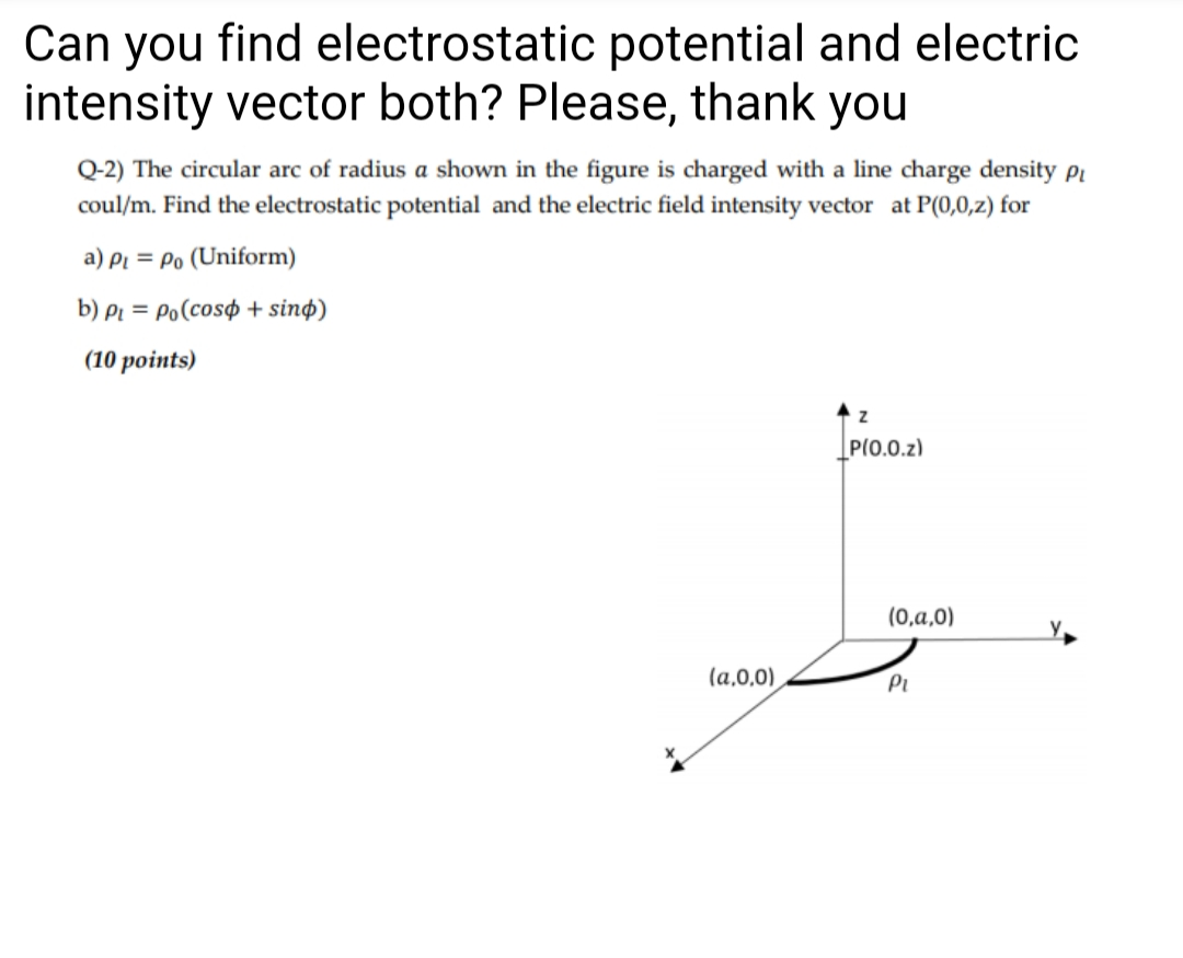Solved Can you find electrostatic potential and electric | Chegg.com